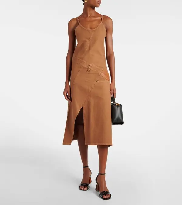 JW Anderson Logo Asymmetric Cotton Midi Dress