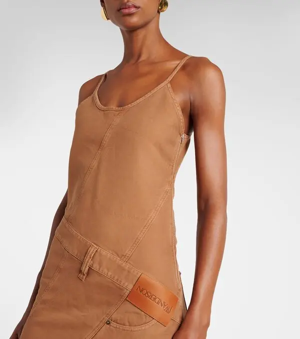 JW Anderson Logo Asymmetric Cotton Midi Dress