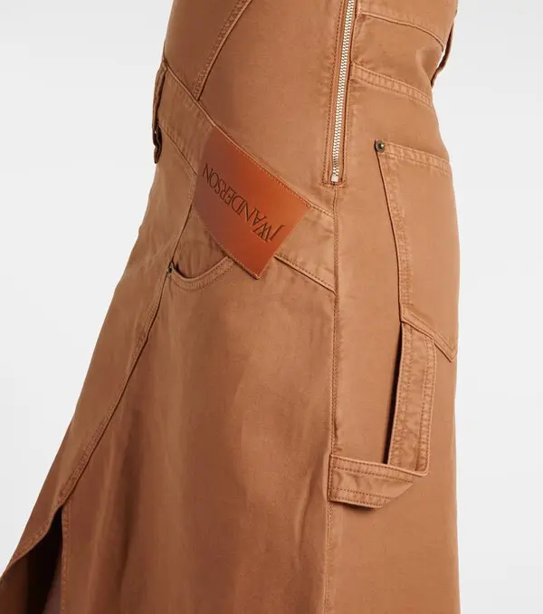JW Anderson Logo Asymmetric Cotton Midi Dress