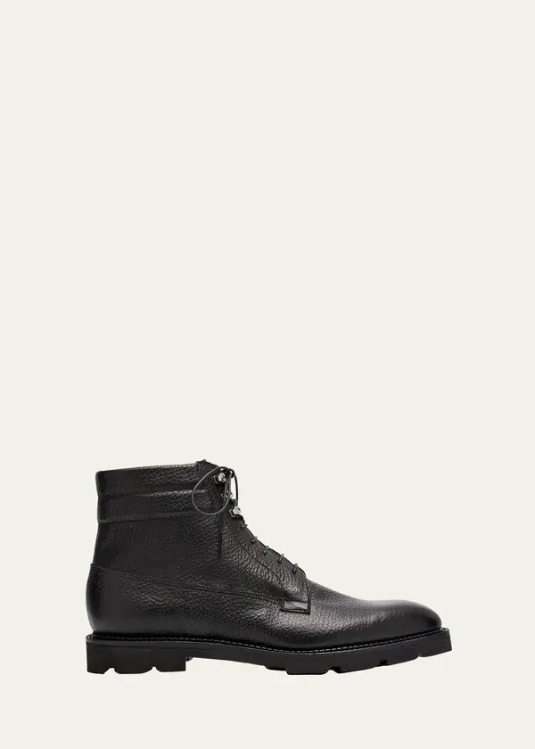 John Lobb Alder Grained Leather Hiking Boots - Black