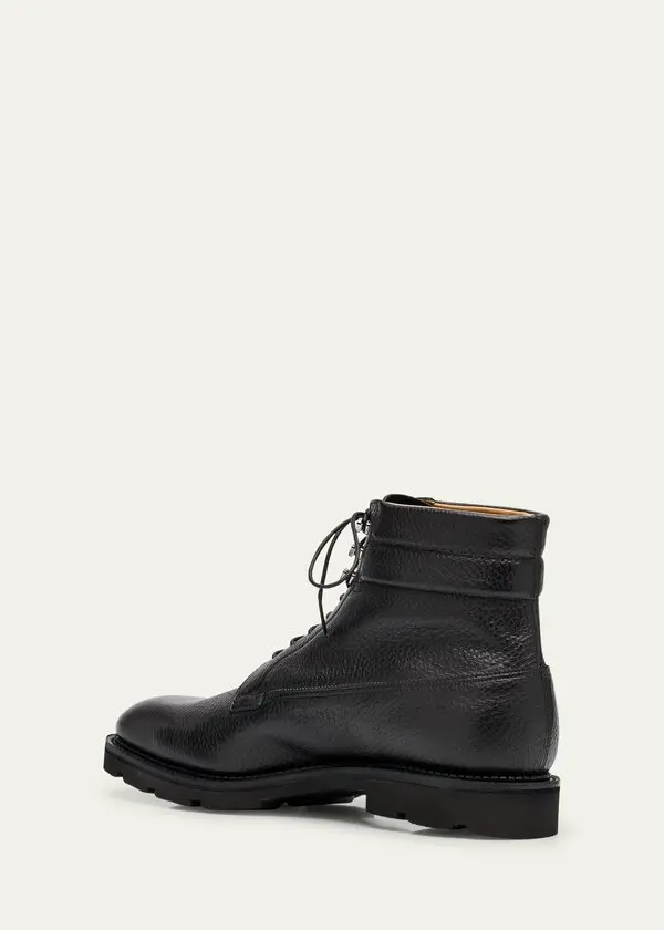 John Lobb Alder Grained Leather Hiking Boots - Black