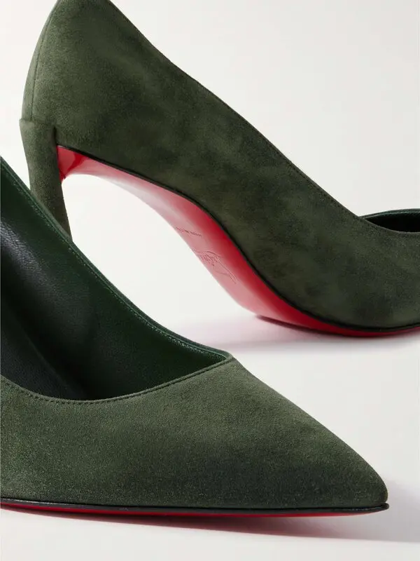 Christian Louboutin Condora 85 Suede Pumps Army Green Editorialist