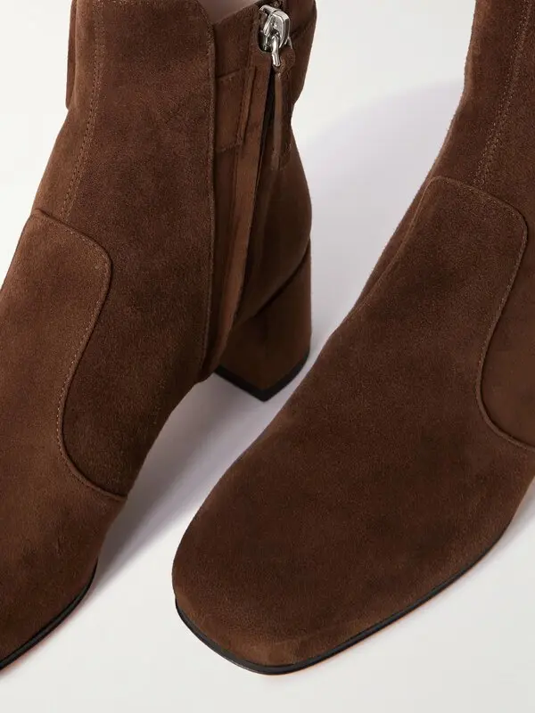 ROGER VIVIER Tres Vivier Polly 45 Buckled Suede Ankle Boots - Brown