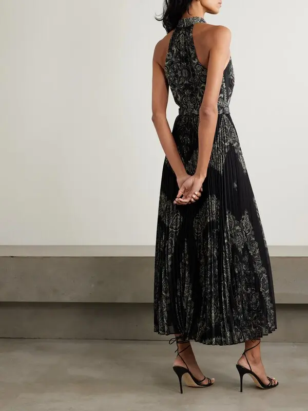 Zimmermann Sunray Belted Pleated Paisley-Print Recycled Georgette