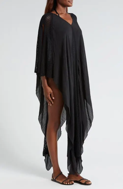 Elan Open Stitch Detail Cover-up Caftan Dress