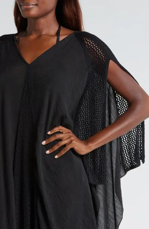 Elan Open Stitch Detail Cover-up Caftan Dress