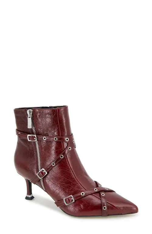 KENNETH COLE Umi Pointed Toe Bootie - Rio Red Leather