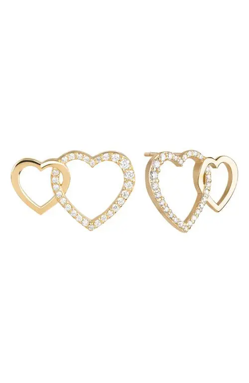Lana Jewelry 14k Interlocking Diamond Heart Stud Earrings - Yellow