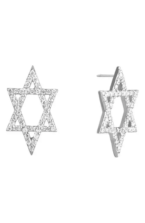 Lana Jewelry 14k Gold Star Of David Diamond Stud Earrings - White