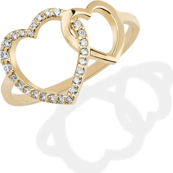 Lana Jewelry 14k Gold Interlocking Diamond Heart Ring - Yellow Gold