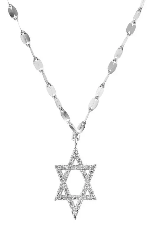 Lana Jewelry 14k Gold Diamond Star Of David Pendant Necklace - White Gold