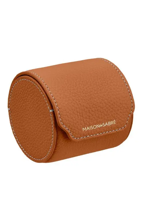 MAISON DE SABRE Leather Watch Roll - Pecan Brown