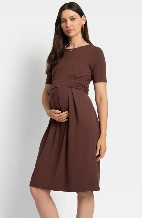 slim fit dress slacks Lacy Ribbed Maternity & Nursing Dress / Midnight Emerald / L main image 1