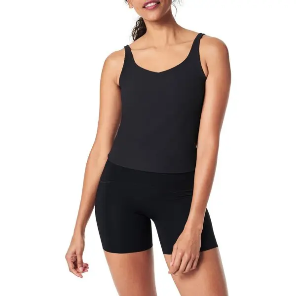 Spanx Contour Rib 2-in-1 Tank Top - Very Black