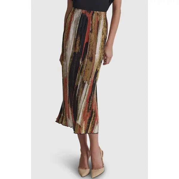 Dkny Print Plissé Skirt