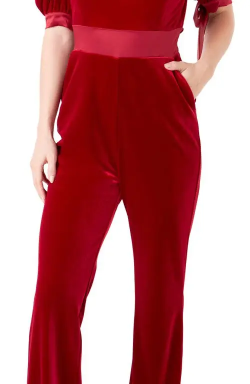 Endless Rose Bow Tie Velvet Jumpsuit
