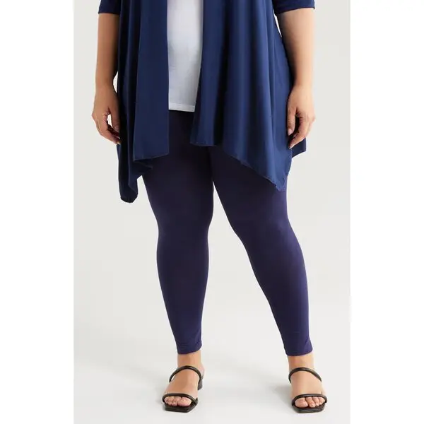 24SEVEN COMFORT APPAREL Comfortable Ankle Leggings - Navy