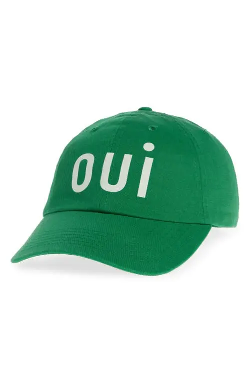Clare V. Cotton Baseball Cap - Green W/cream Oui