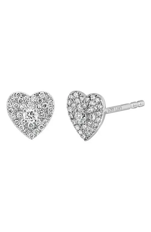 Bony Levy Diamond Heart Stud Earrings - 18k White Gold