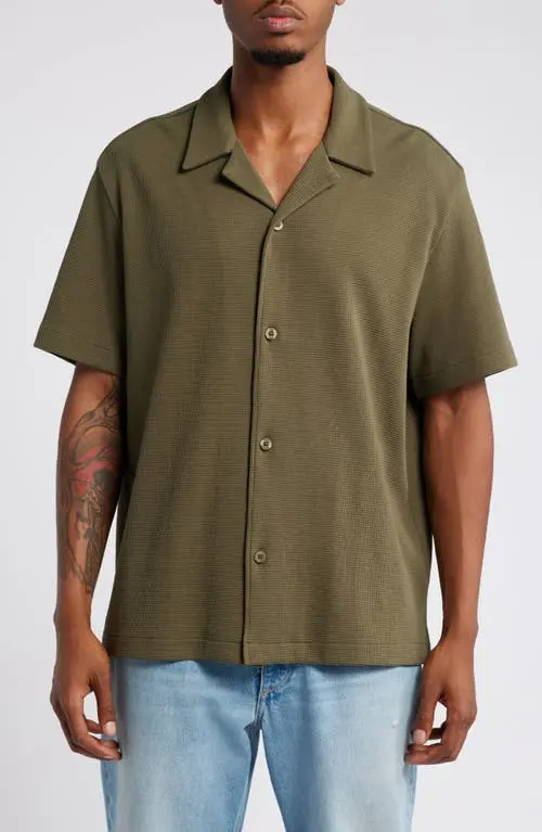 Bp. Waffle Knit Camp Shirt - Olive Night