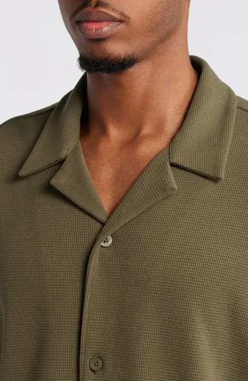 Bp. Waffle Knit Camp Shirt - Olive Night