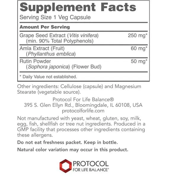PROTOCOL FOR LIFE BALANCE Protocol Grape Seed Opc 250mg 90 Capsules