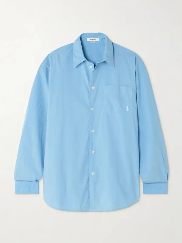 SPORTY & RICH Oversized Embroidered Cotton-poplin Shirt
