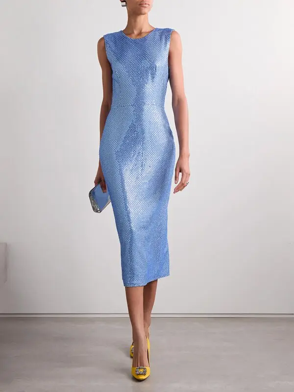 carolina herrera embellished crepe midi dress Carolina Herrera Embellished Tulle Midi Dress - Women - Neutral Dresses