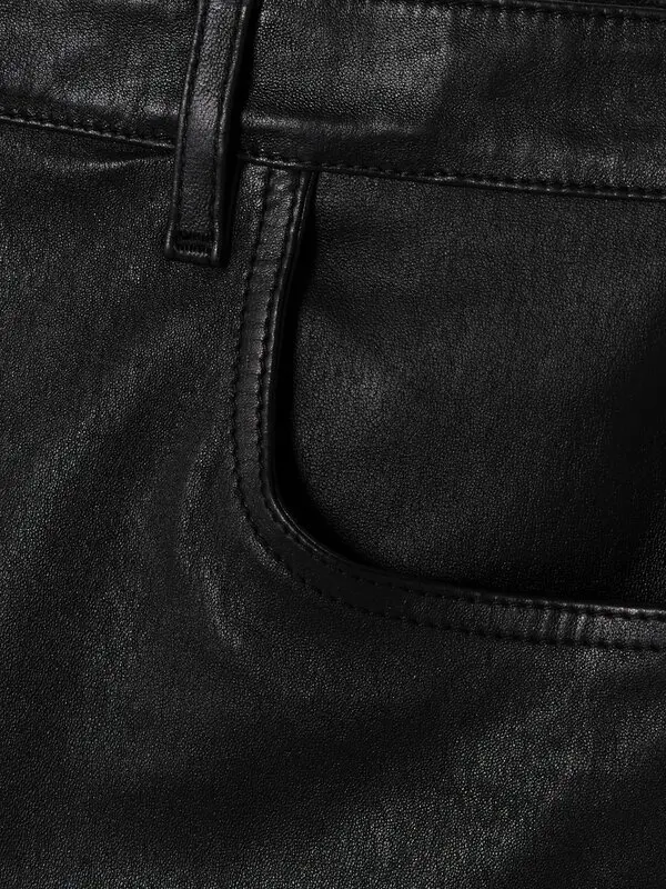 JOSEPH Duke Cropped Flare Leather Pants - Black