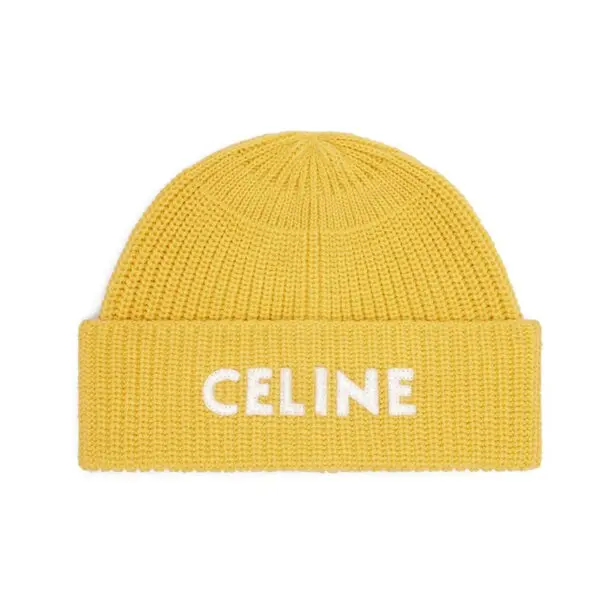 Celine Embroidered Knit Wool Beanie - Mimosa
