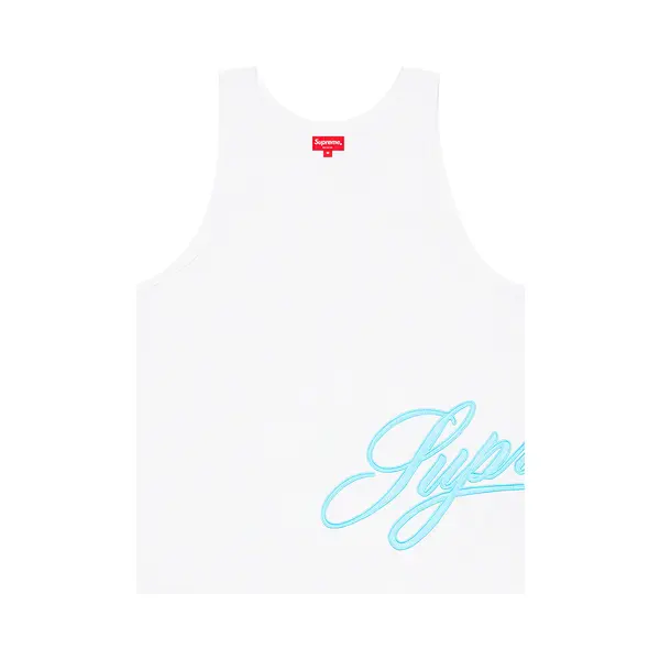 Supreme Mesh Script Tank Top - White