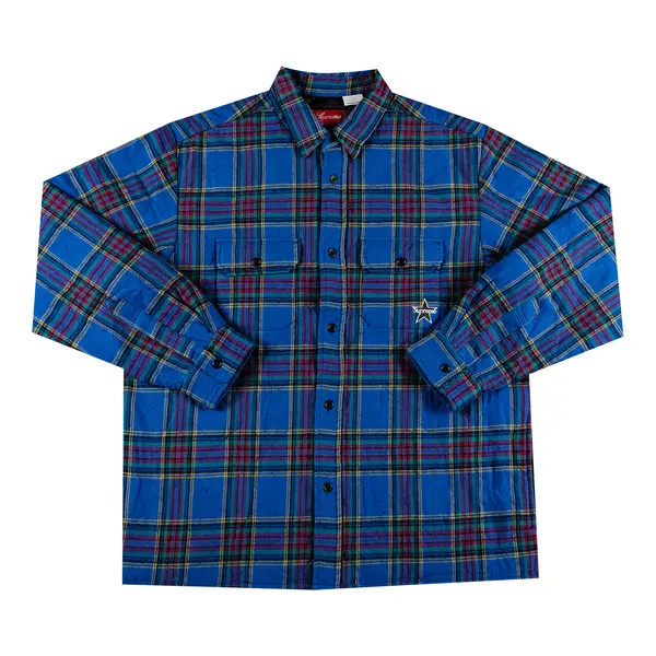 Supreme Quilted Plaid Flannel Shirt 'dusty Royal - Blue