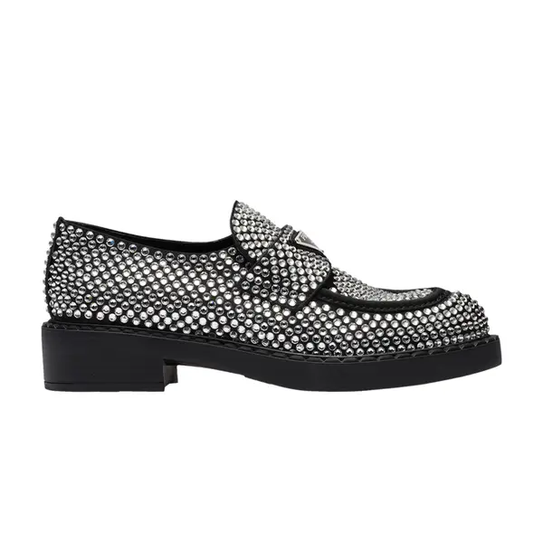 Prada Wmns Satin Loafer Studded Crystal - Black