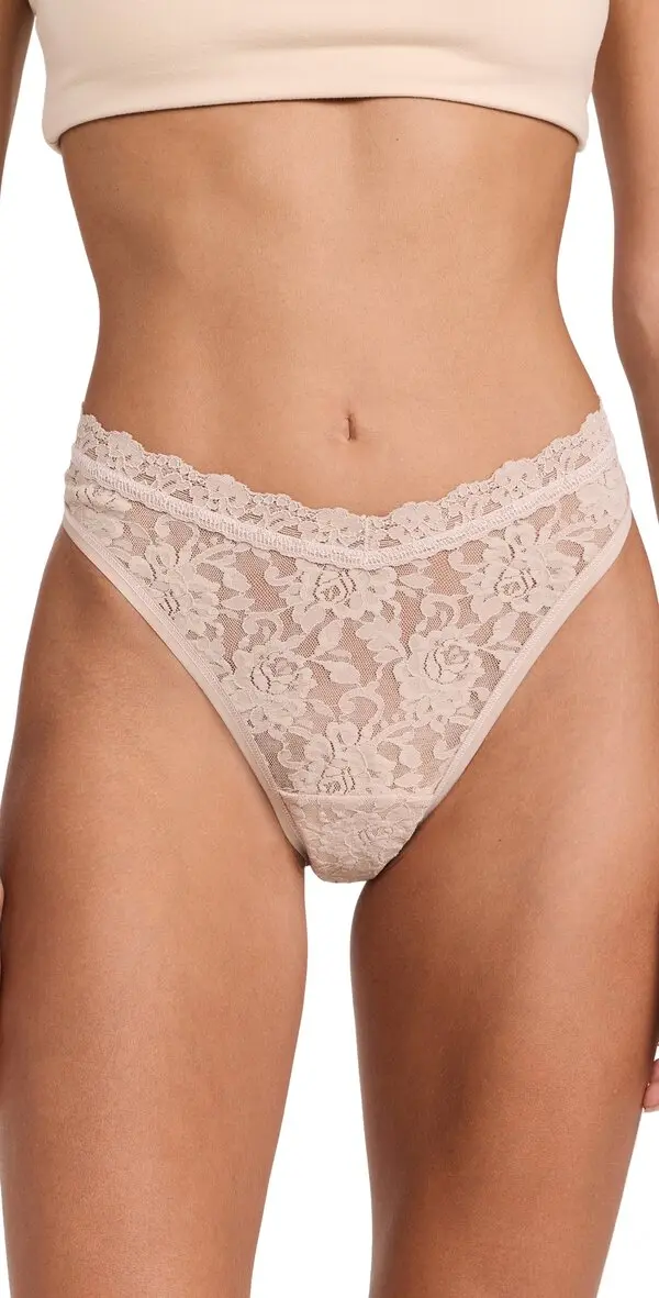 Hanky Panky Signature Lace High Cut Thong - Chai