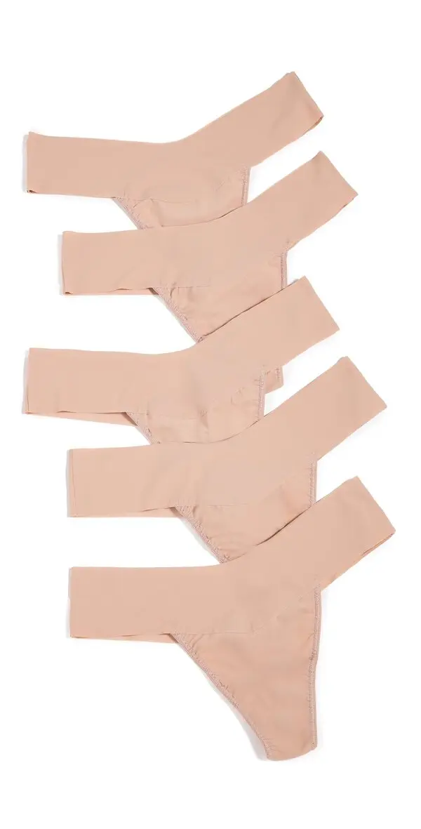 Hanky Panky Breathe Natural Thong 5 Pack - Taupe