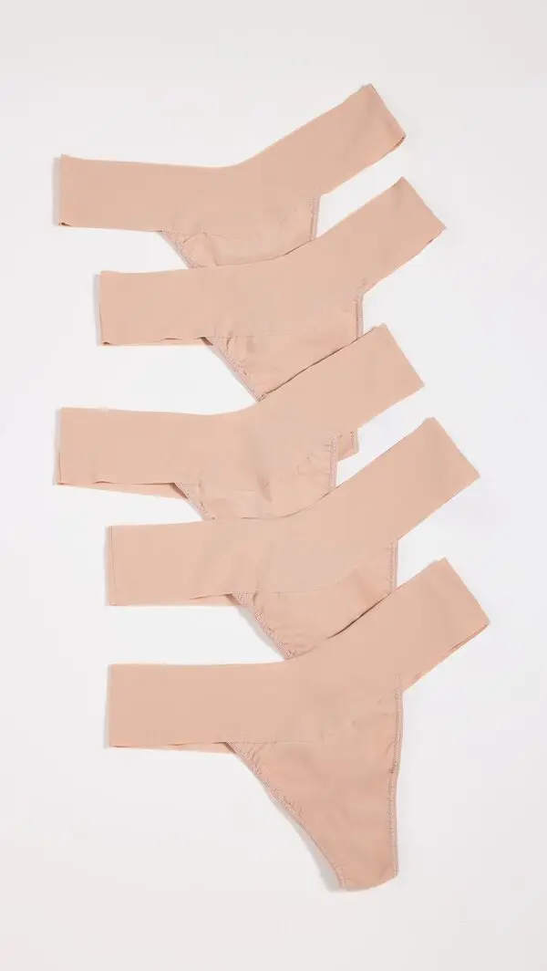 Hanky Panky Breathe Natural Thong 5 Pack - Taupe