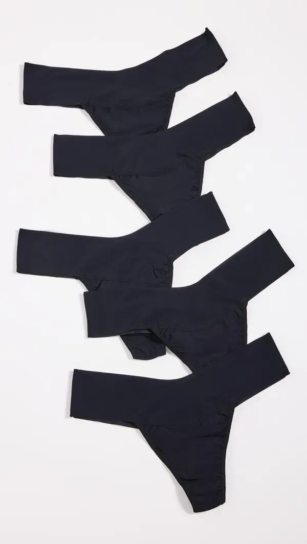 Hanky Panky Breathe Natural Thong 5 Pack - Black