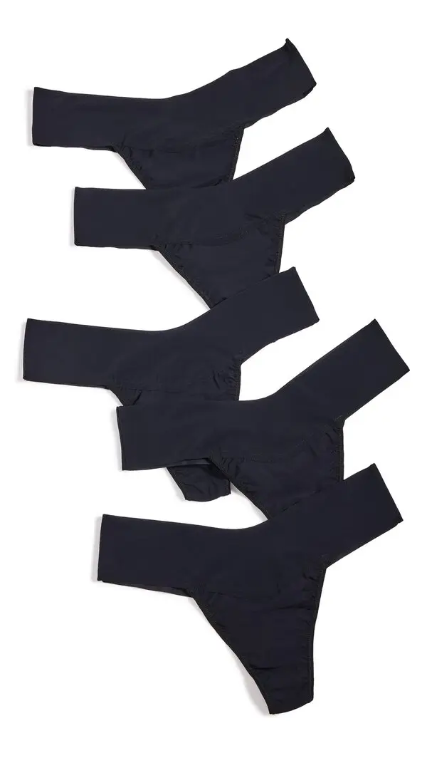 Hanky Panky Breathe Natural Thong 5 Pack - Black