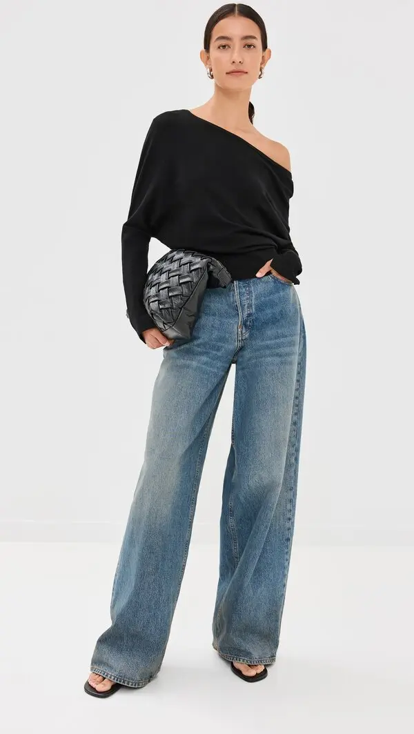 Simkhai Lavina Draped Off-shoulder Sweater - Black