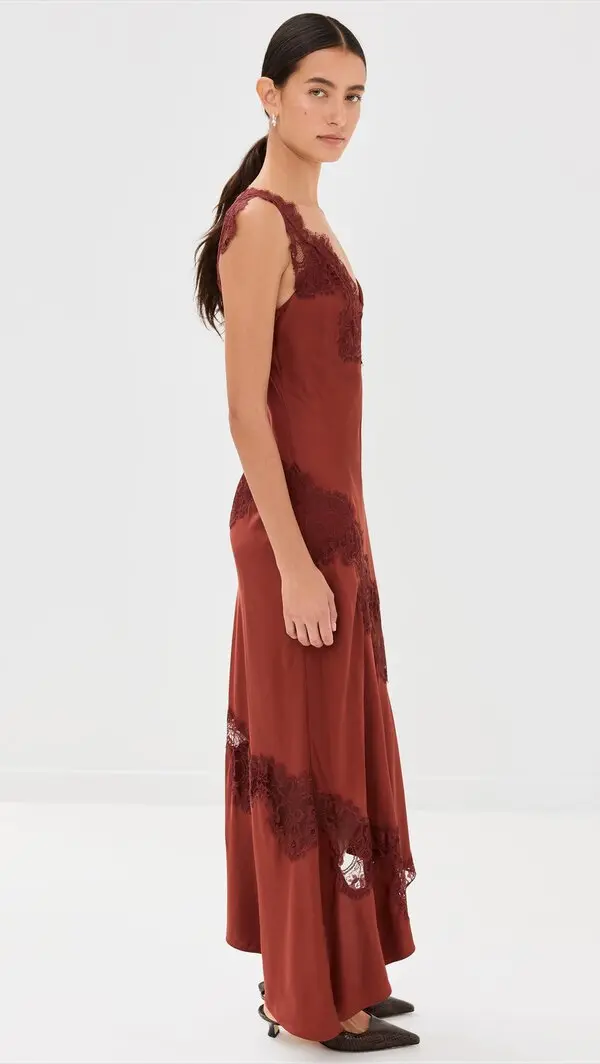 A.L.C. Stella Lace-Trimmed Satin Dress In Bosco - 60% Off | Editorialist