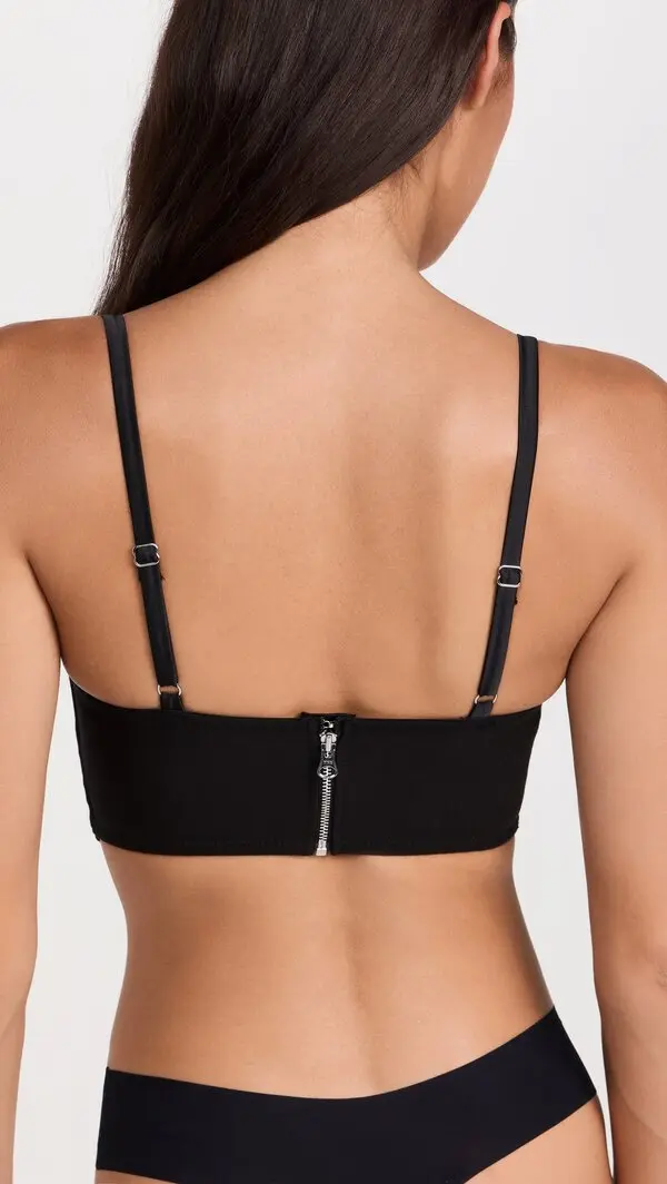 FLEUR DU MAL Lily Embroidery Longline Demi Bra - Black