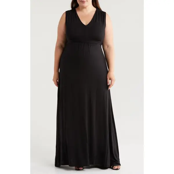 24SEVEN COMFORT APPAREL Sleeveless Maxi Dress - Black