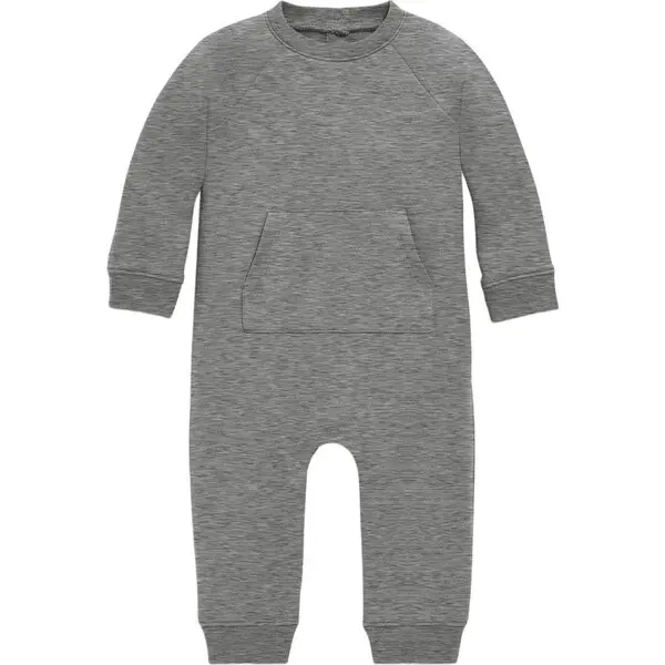 PRIMARY Baby Sweatshirt Romper - Heather Storm Gray