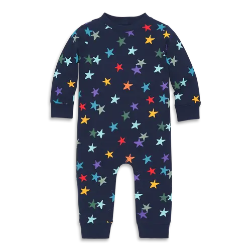 PRIMARY Baby Sweatshirt Romper - Navy Confetti Stars