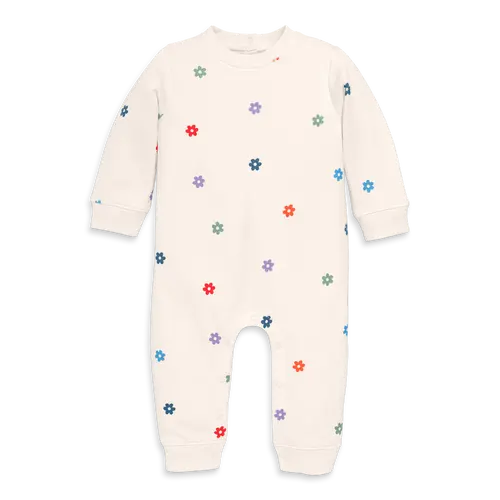 PRIMARY Baby Sweatshirt Romper - Oat Multi Florals