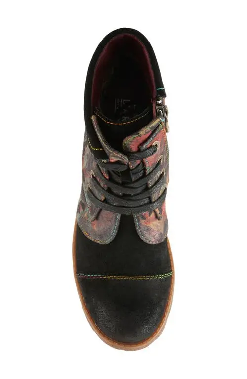 SPRING STEP SHOES Serna Cap Toe Bootie - Black Multi Suede