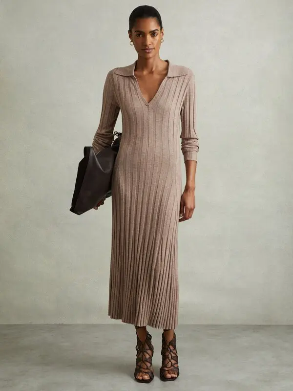 REISS Winnie Knitted Midi Dress