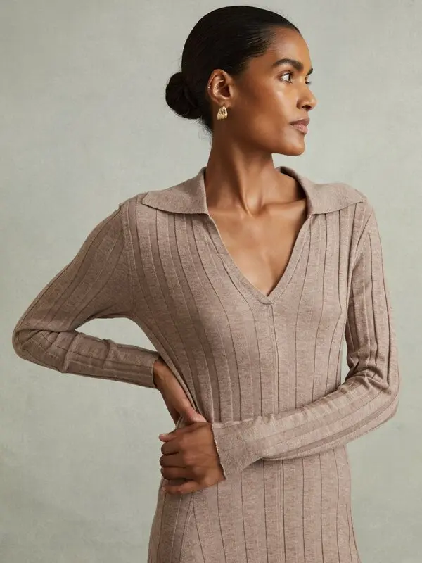 REISS Winnie Knitted Midi Dress