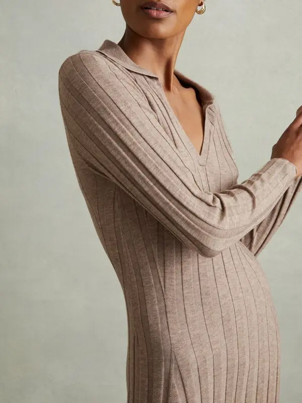 REISS Winnie Knitted Midi Dress