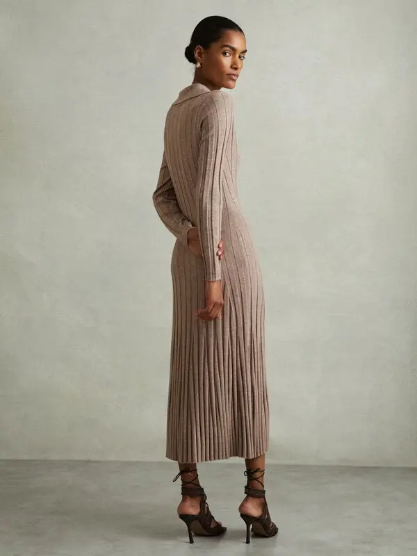 REISS Winnie Knitted Midi Dress